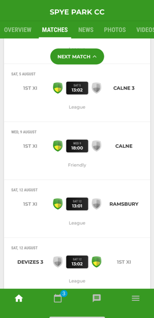 Player Availability - Spye Park Cricket Club